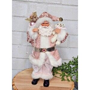 Unbranded | Holiday | Christmas Pink Shabby Chic Santa Claus Doll ...